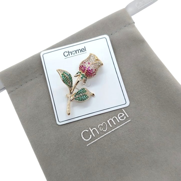 Flower Cubic Zirconia Brooch – CHOMEL